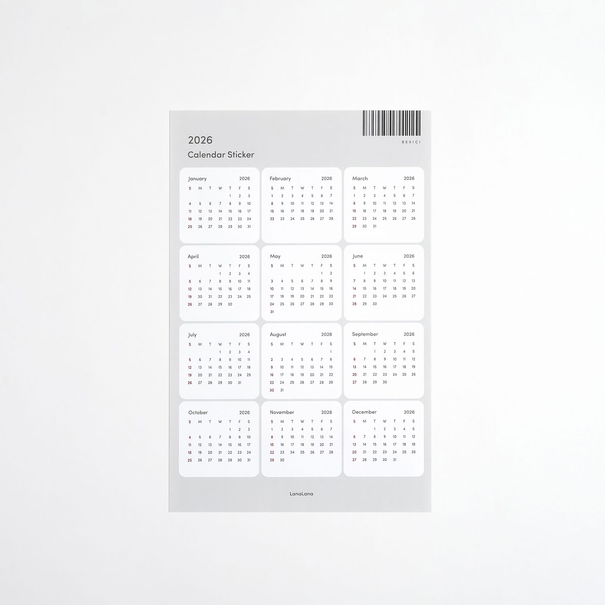 MochiThings: 2026 Calendar Sticker