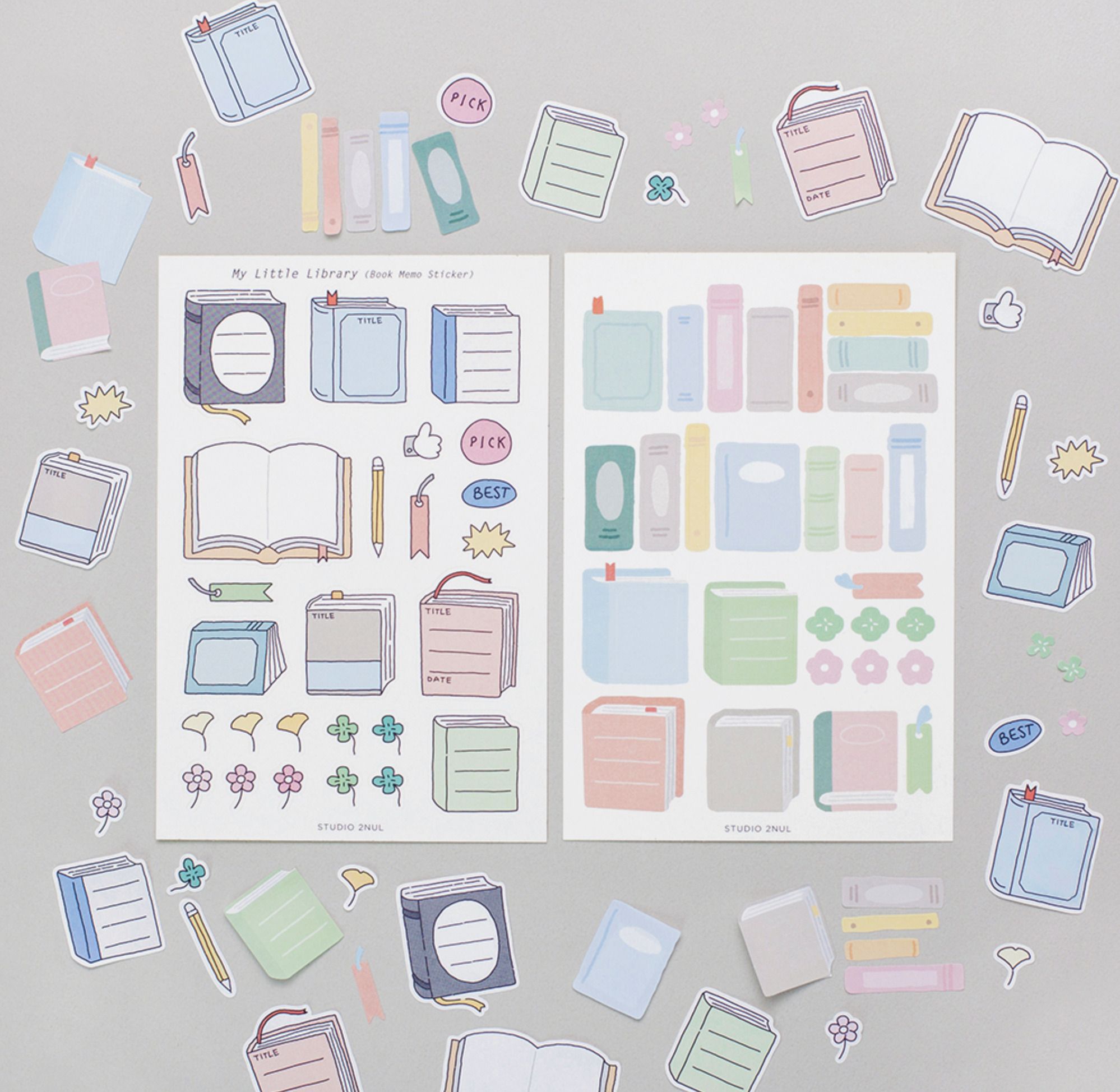 MochiThings: 2pcs My Little Library Sticker Set