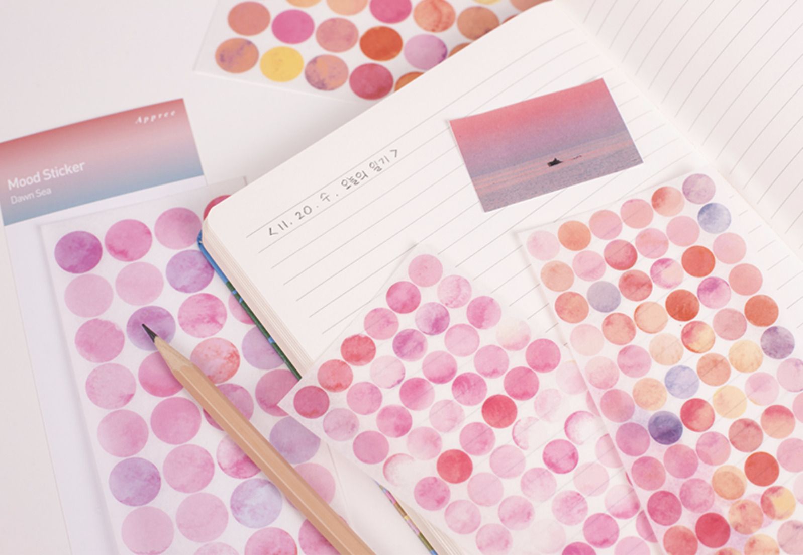 MochiThings: 6pcs Gradient Sea Round Sticker Set