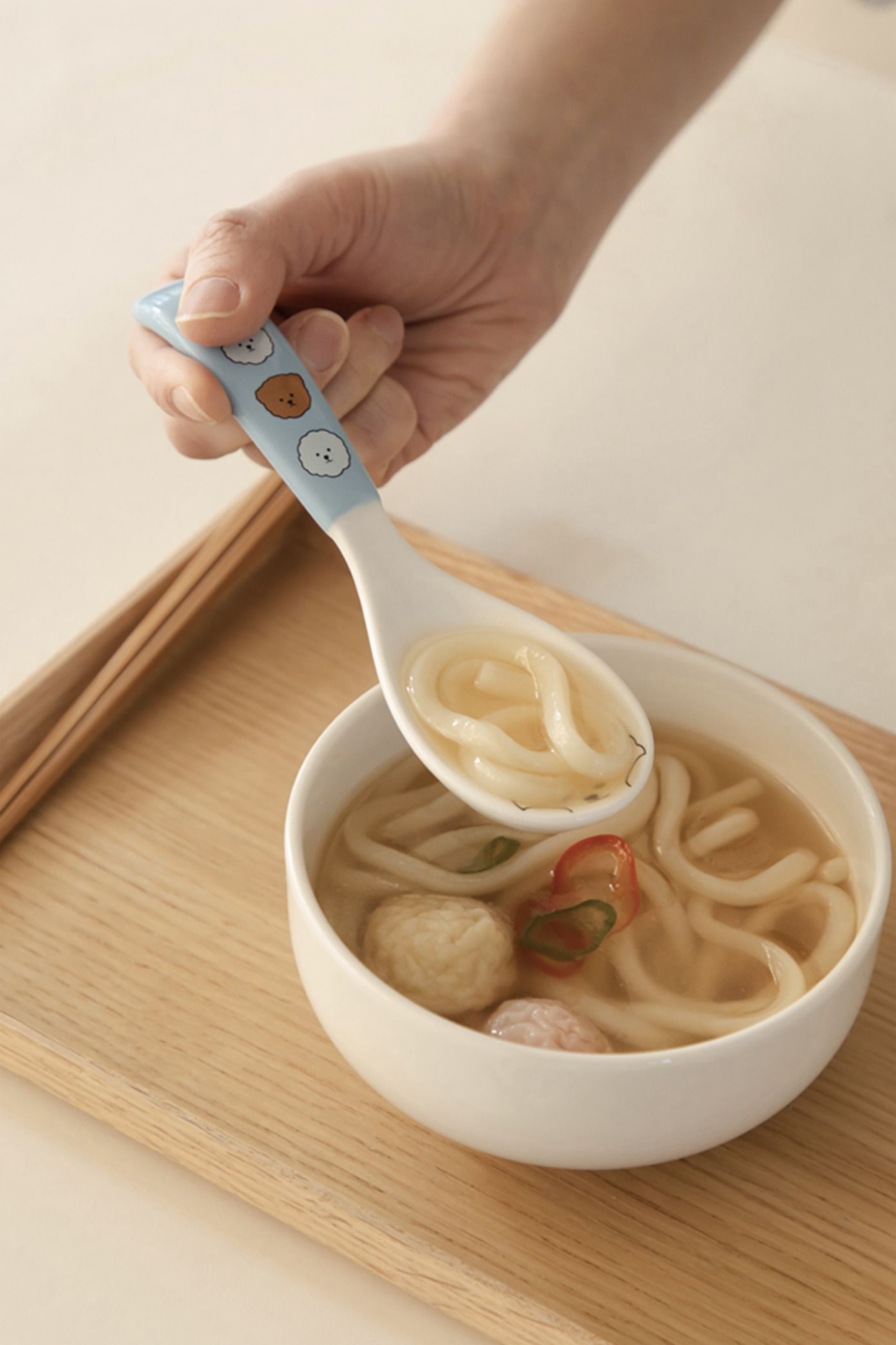 MochiThings: 2pcs Ceramic Udon Spoon Set