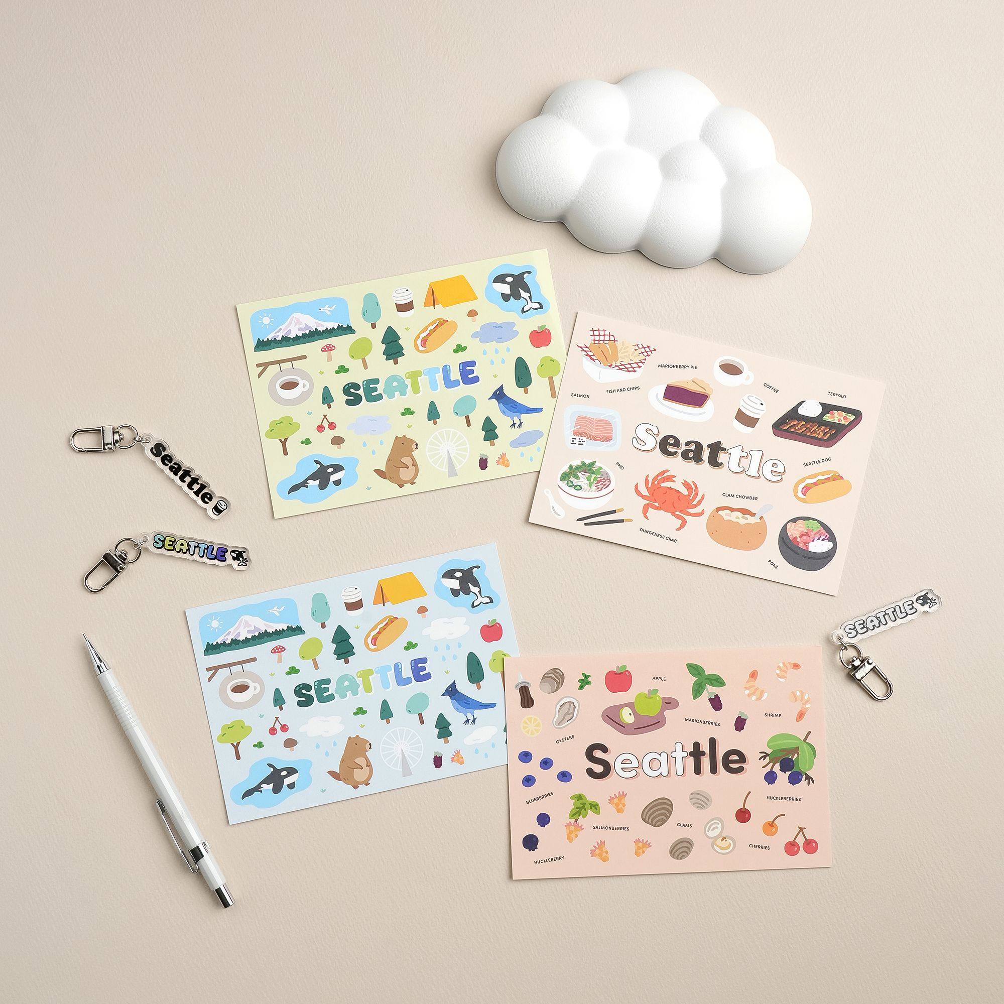 MochiThings: 8pcs Seattle Postcard Set