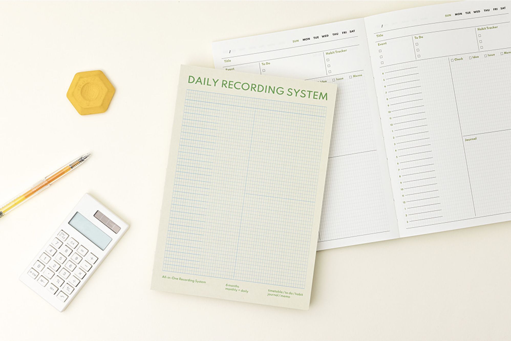 MochiThings: 6 Month Daily Recording System Planner