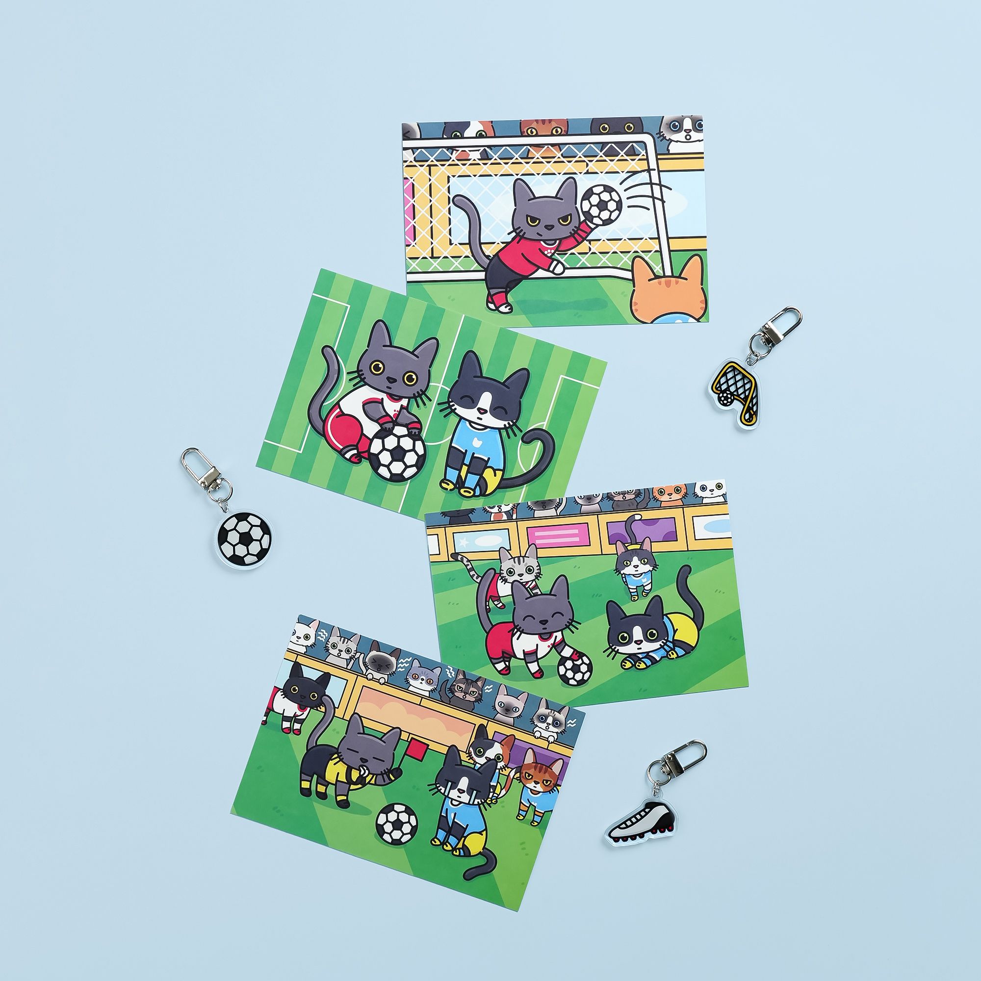 MochiThings: Lana & Tuxedo Cat Soccer Postcard