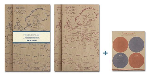 MochiThings: Kraft World Map Paper Bag