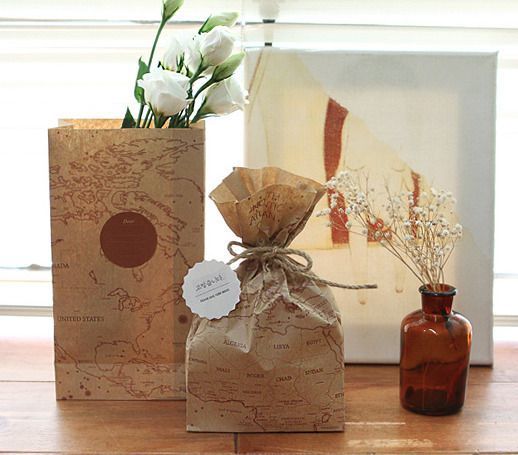 MochiThings: Kraft World Map Paper Bag