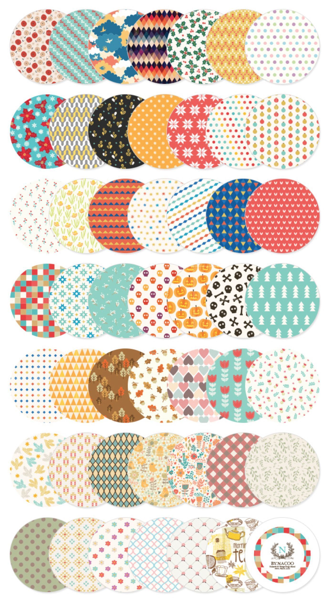 MochiThings: 96pcs Round Pattern Deco Sticker Set