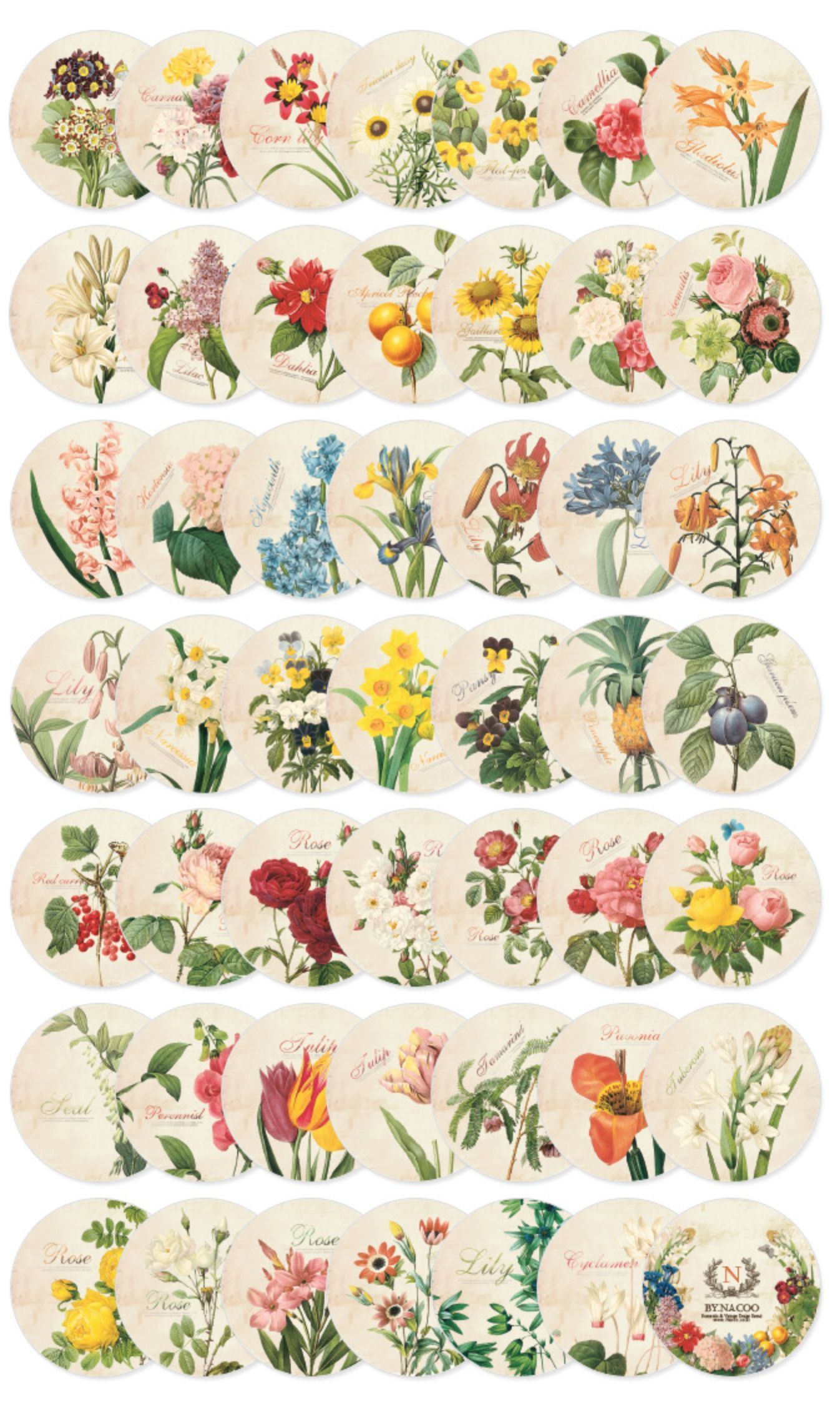 MochiThings: 96pcs Round Pattern Deco Sticker Set