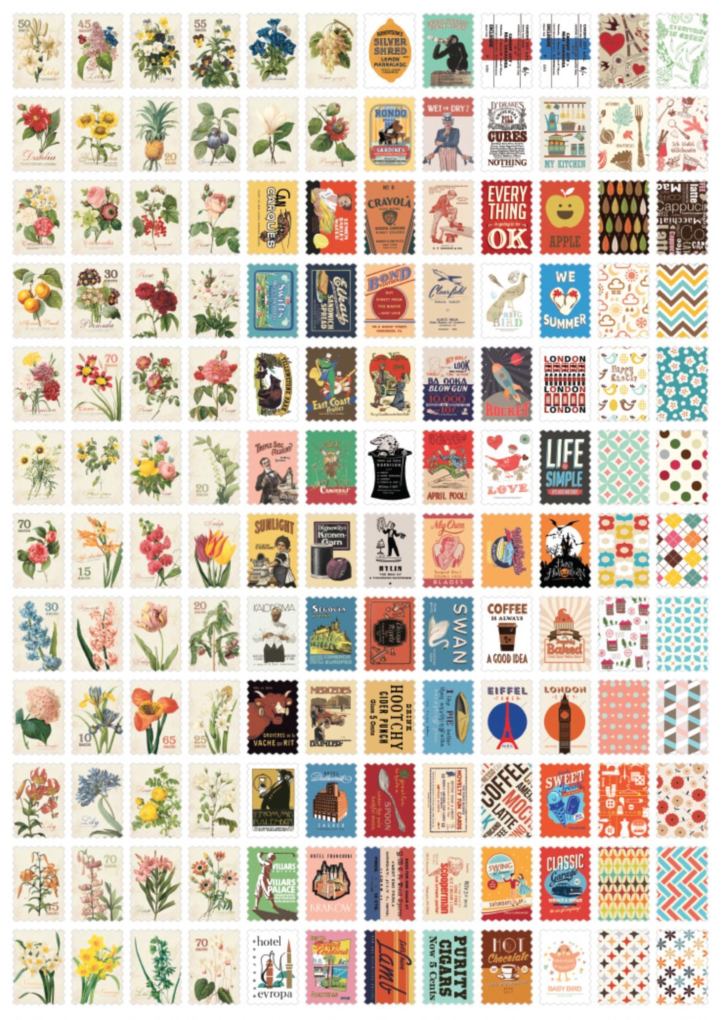 MochiThings: Blue Tin Stamp Sticker Set