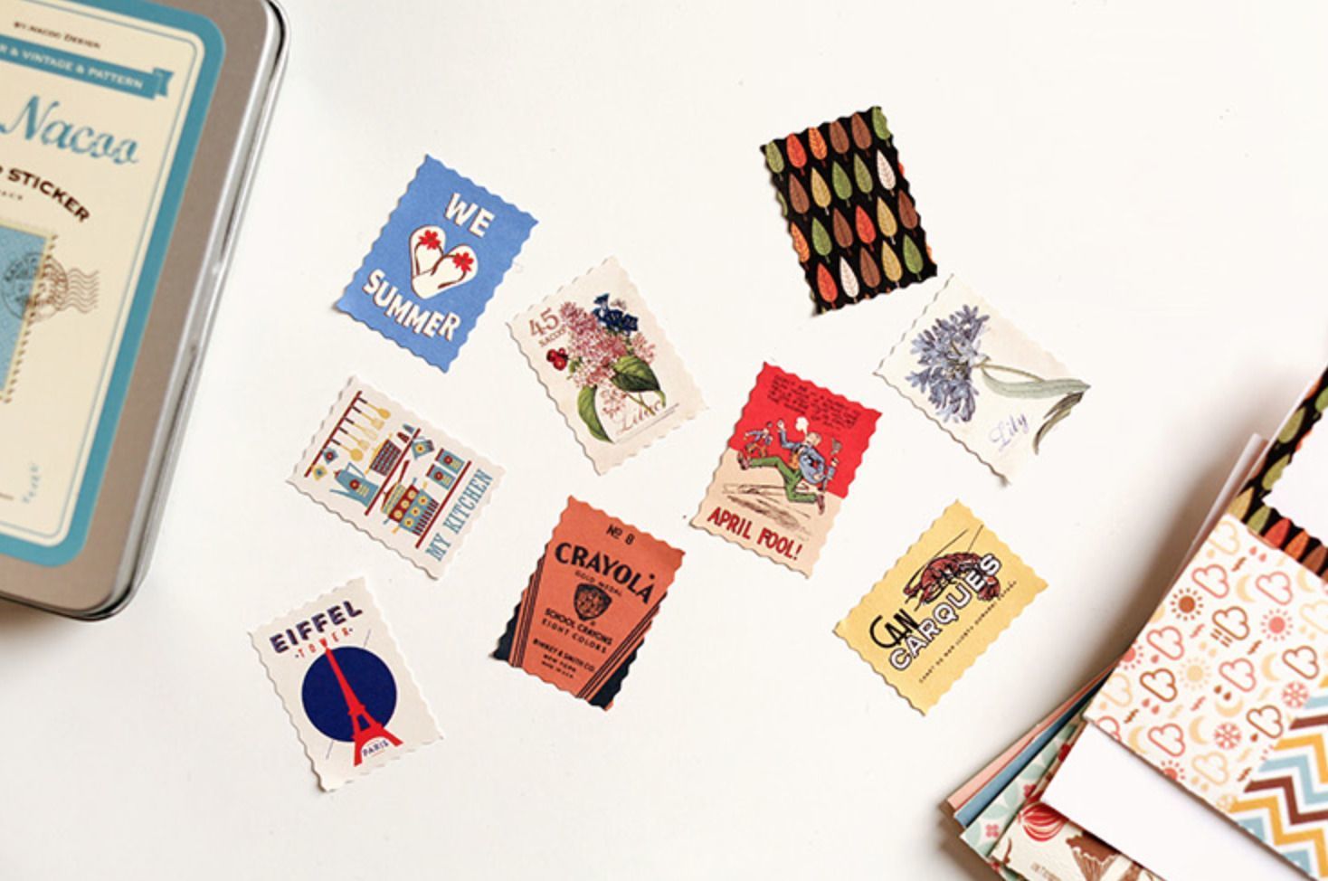 MochiThings: Blue Tin Stamp Sticker Set