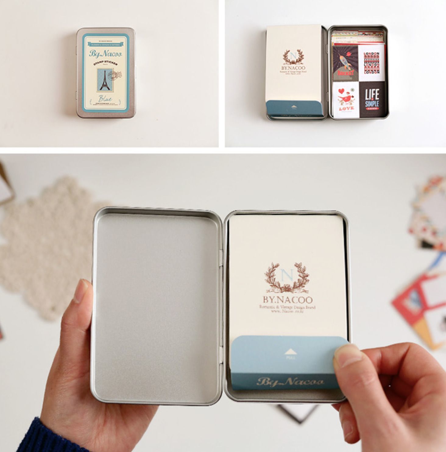 MochiThings: Blue Tin Stamp Sticker Set