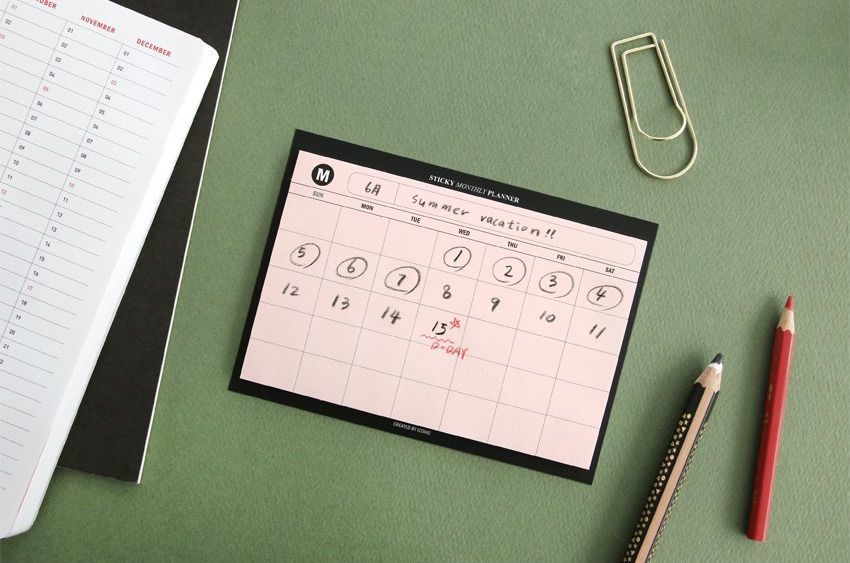 MochiThings: Basic Monthly Schedule Sticky Note