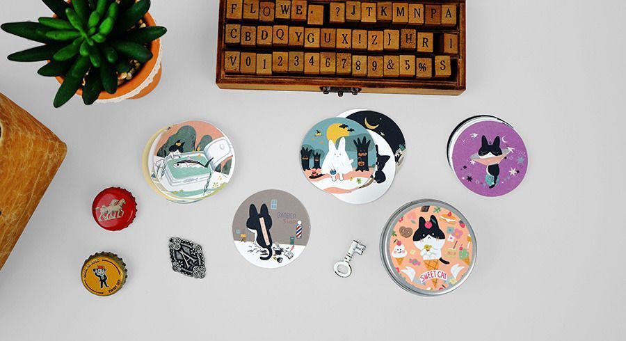 MochiThings: 48pcs Cat Round Deco Sticker Set