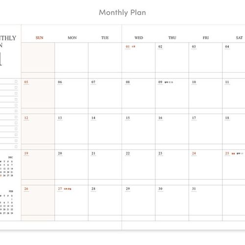 MochiThings: 2020 Big Official Monthly Scheduler
