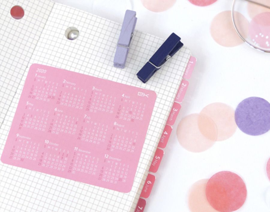 MochiThings: 2020 Colorful Calendar Index Sticker