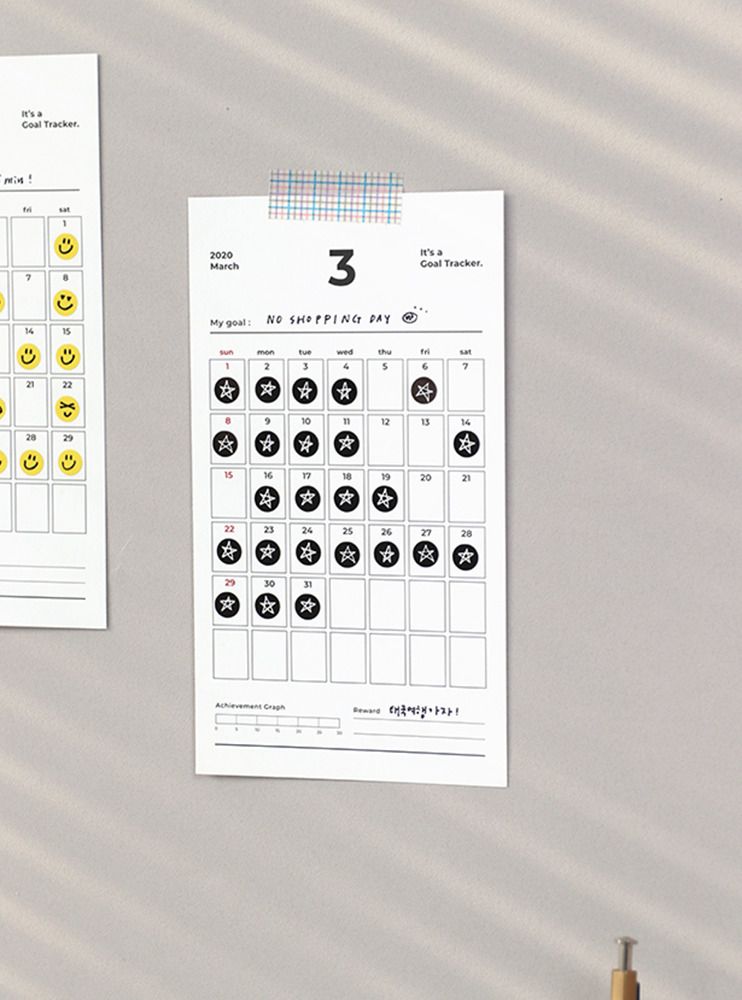 MochiThings: 2020 Goal Tracking Calendar Sheets