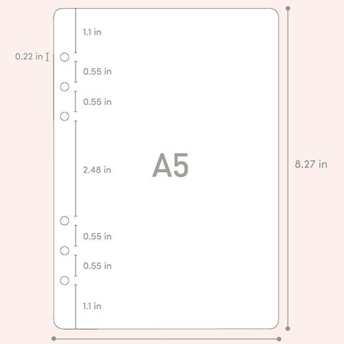 Colorful 6 Ring A5 Plain Note Refill | mochithings